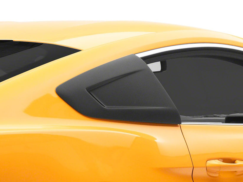 MMD Quarter Window Scoops; Satin Black (15-23 Mustang Fastback ...